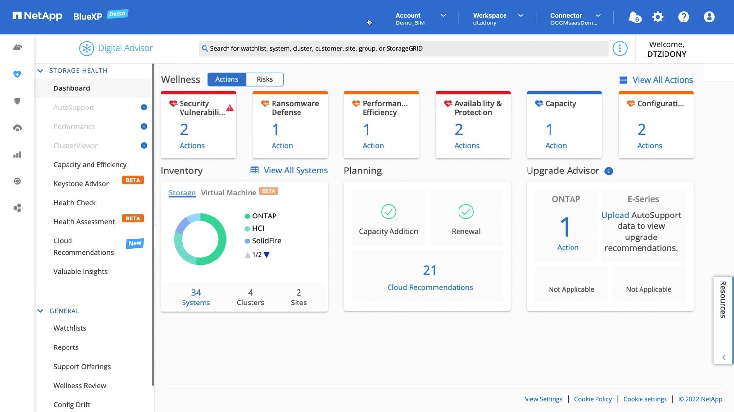 NetApp BlueXP Digital Advisor: Getting Storage Insights in BlueXP NetApp BlueXP Digital Advisor: Getting Storage Insights in BlueXP